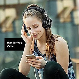 Tapvos E7 Pro Active Noise Cancelling Headphones Over Ear Bluetooth Headphones, Deep Bass, Built-in Microphone, Comfortable Fit, 30 Hours Wireless Headphones for Cellphone/PC/Tablet, Dull Black