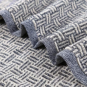 Pidada Hand Towels Set of 2 100% Cotton Checkered Pattern Absorbent Soft Decorative Towel for Bathroom 13.4 x 29.1 Inch (Gray)