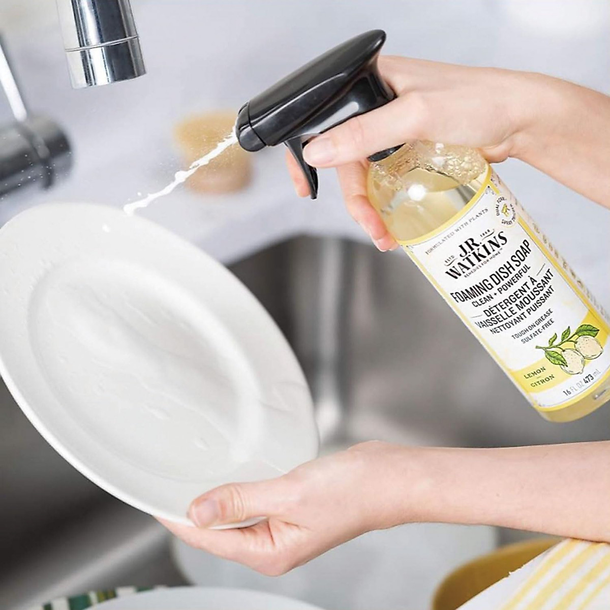 J. R Watkins Trigger Spray Foaming Dish Soap - Lemon - 16oz, (Pack of 1)