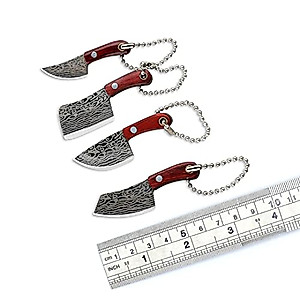 Damascus Pocket Knife Set Mini Chef Tiny Cleaver for Package Opener Box Cutter - of 4
