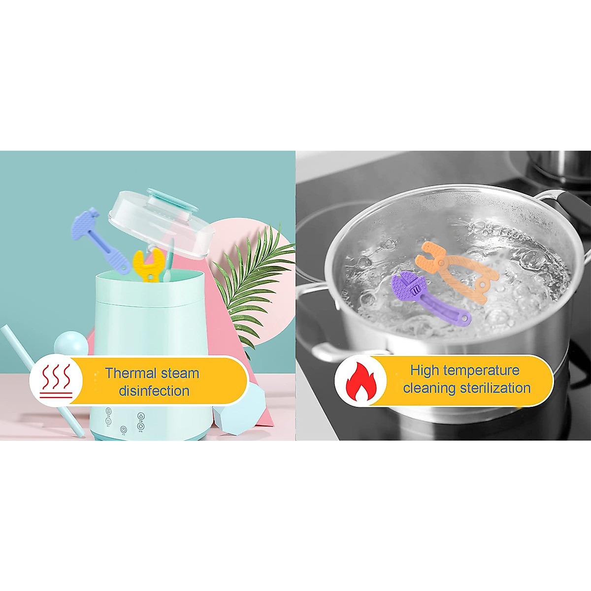 TWINOR Baby Toys Set(4 Pack), BPA-Free Teether Chew Toys Set, Soft Molar Silicone Tools Teething Toy for Infant and Toddlers