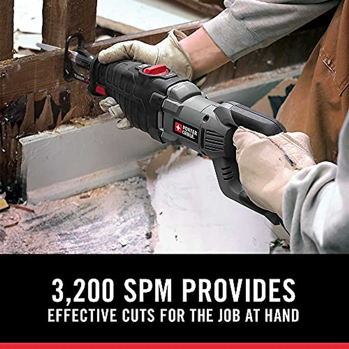 PORTER-CABLE Reciprocating Saw, 8.5-Amp, Variable Speed Trigger with Orbital Action, Corded (PC85TRSOK)