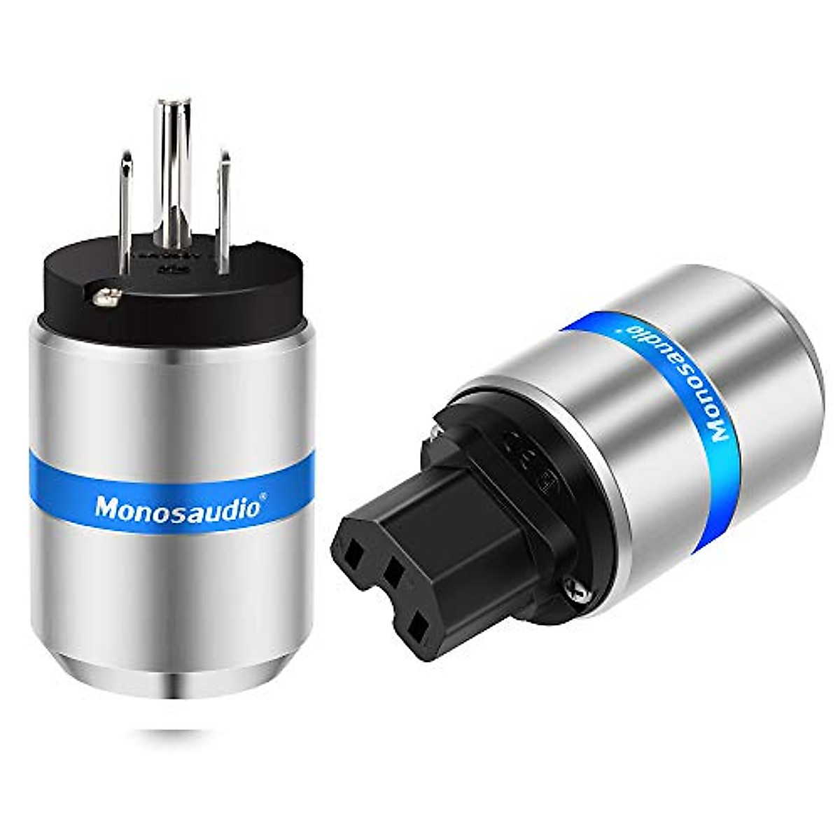Monosaudio AC Power Plug Connector Rhodium Plated Pure Copper 10A/250V 15A/125V Audio Grade Power Connector,IEC320 C13 Adapter HiFi DIY