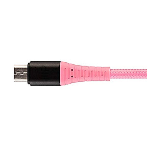 Monoprice USB 2.0 Micro B to Type A Charge and Sync Cable - 3 Feet - Pink | Durable, Kevlar-Reinforced Nylon-Braid - AtlasFlex Series
