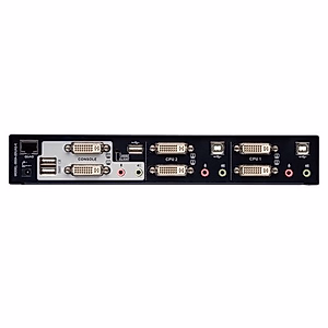 Tripp Lite 2-Port Dual Monitor DVI KVM Switch with Audio, USB 2.0 Hub & Cables (B004-2DUA2-K)