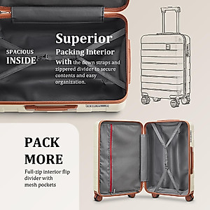 imiomo 28 IN Large Luggage, Suitcase with Spinner Wheels, Hardside 3PCS Set Lightweight Rolling Travel Luggage with TSA Lock(28"/Beige)