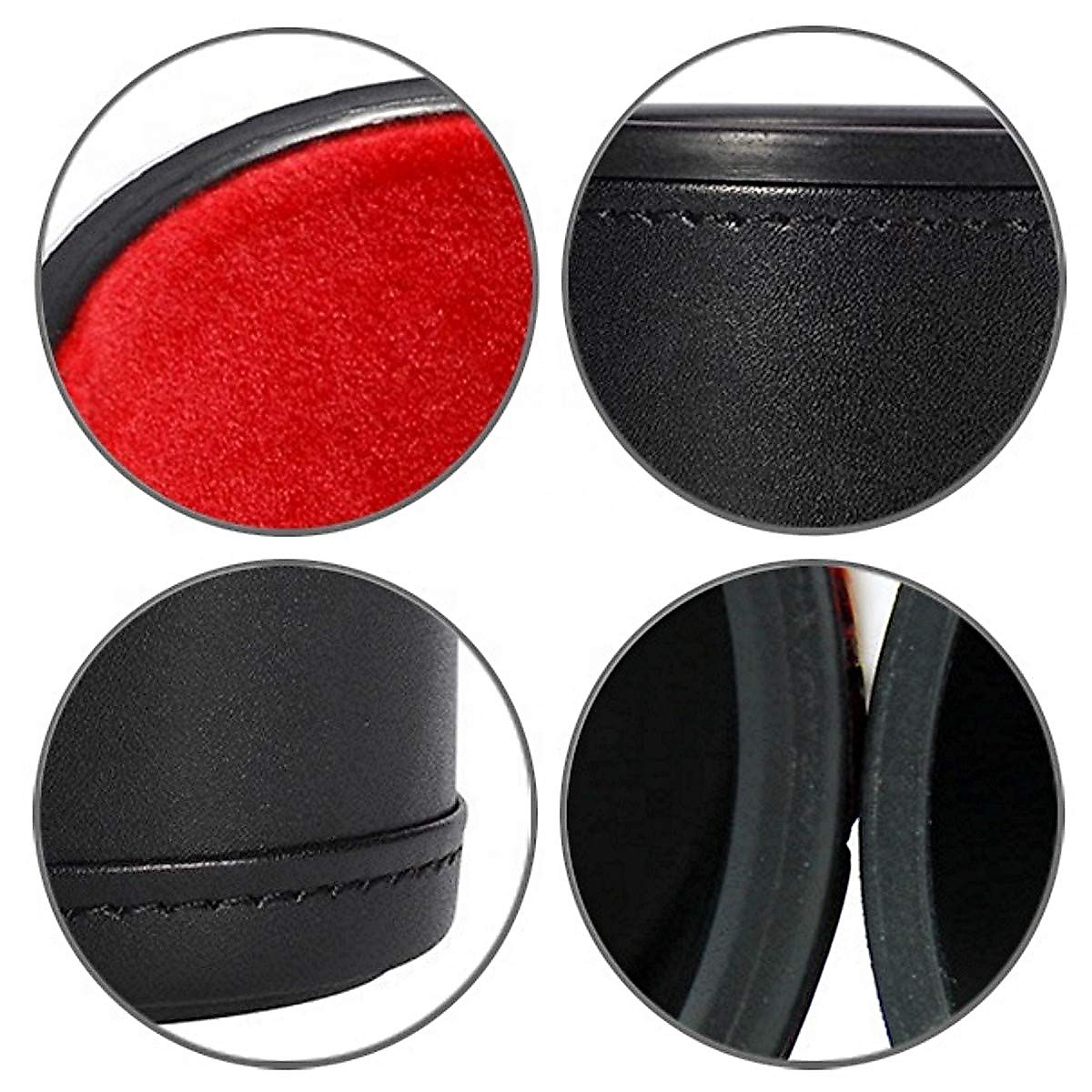 Cyber-Deals Black PU Leather Red Felt Lined Dice Cup with White Poker & Pip Dice in Storage Pouch Set (4 Sets)