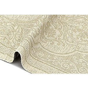 Muslim Prayer Rug with Prayer Beads | Janamaz | Sajadah | Soft Islamic Prayer Rug with New Mihrab Design | Islamic Gifts | Prayer Carpet Mat, Chenille Fabric, Cream