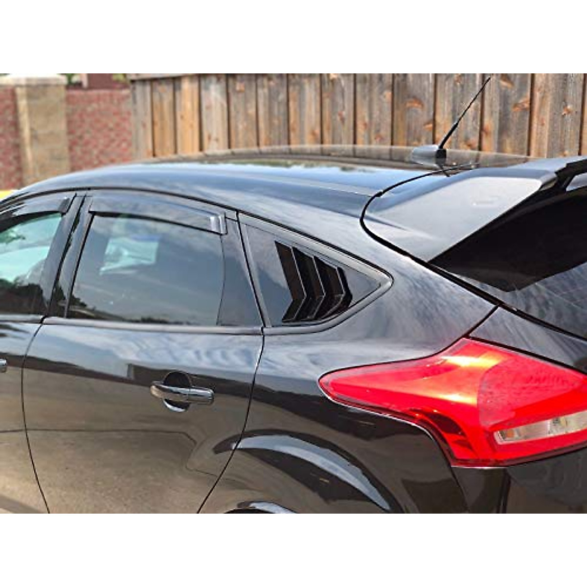 fit for Ford Focus ST RS MK3 Hatchback 2PC 2012 2013 2014 2015 2016 2017 2018 Shiny Black Window Side Louvers Vent