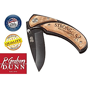 P. Graham Dunn Inspirational Sharp-Edge Metal Finished Christian Pocket Knife - 3 Inch Blade (Strong and Courageous)