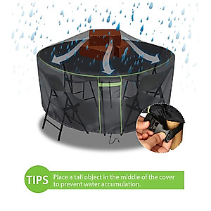 Round Patio Furniture Covers, 100% Waterproof Outdoor Table Chair Set Covers, 600D Heavy Duty Patio Furniture Covers, Anti-Fading, UV Resistant, 72" Dia x 28" H, Black