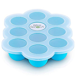 WeeSprout Silicone Baby Food Freezer Tray with Clip-on Lid by WeeSprout - Perfect Storage Container for Homemade Baby Food, Vegetable & Fruit Purees, and Breast Milk