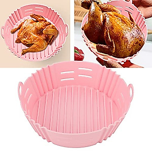 DAUERHAFT Air Fryer Silicone Liner, Washable Oilproof Air Fryer Insert Food Grade for Kitchen(Pink)
