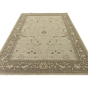 Unique Loom La Jolla Collection Farmhouse, Contemporary, Botanical, Traditional, Vintage Area Rug, 9 x 12 ft, Light Brown/Dark Brown