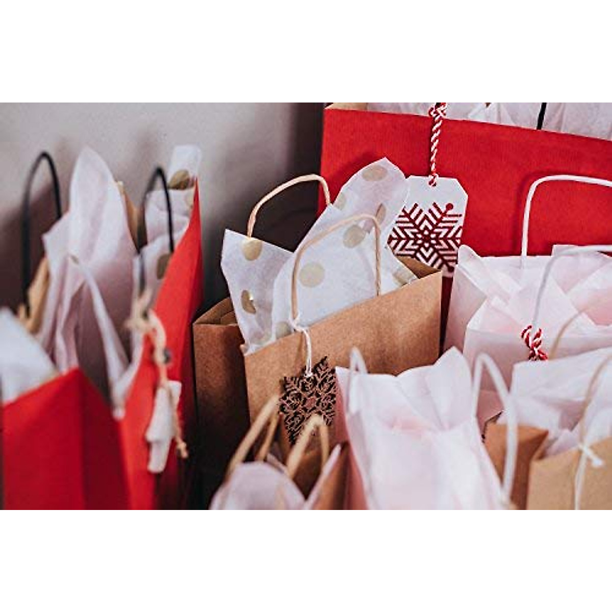 Paper Bags with Handles Bulk 8 X 4.5 X 10.5 [50 Bags]. Ideal for Shopping, Packaging, Retail, Party, Craft, Gifts, Wedding, Recycled, Business, Goody and Kraft Merchandise Bag