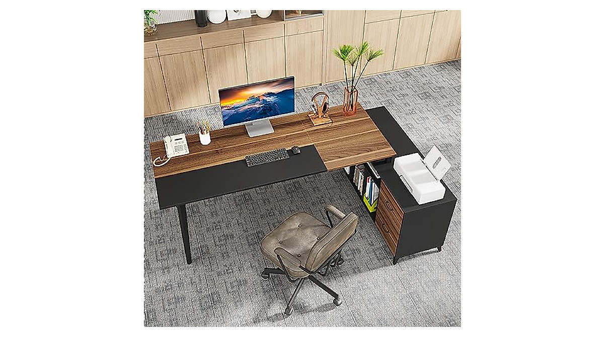 Tribesigns L-Shaped Executive Desk for Productive Home Office