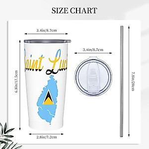 VKKOEWL Saint Lucian Lucia Island Caribbean Stainless Steel Insulated Tumbler 20 Oz Travel Water Bottle Coffee Mug Drink Cup With Lid Straw