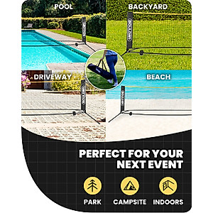 BOULDER Sports Pickleball Paddles & Badminton Set for Backyard - Includes 4 Rackets, 2 Pickleball Paddles, 3 Shuttlecocks, 2 Pickleballs & 2 Travel Bags - Easy Setup Volleyball & Racket Sports Net