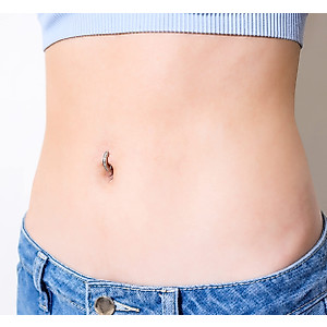 2 Piece Belly Button Ring for Women Surgical Steel Cubic Zirconia Navel Clicker Body Piercing Jewelry for Girls (Silver)