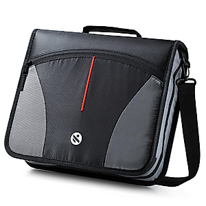 Kinbashi 3 Ring Binder, 3 Inch O-Ring Zipper Binder with Shoulder Strap, Expanding Files and Multiple Pockets, Jet Black