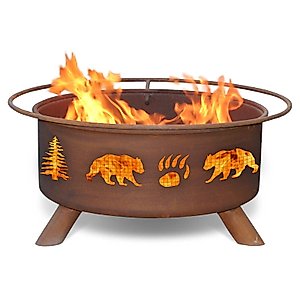 Patina Products F107, 30 Inch Bear & Trees Fire Pit