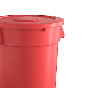 KTLT 32 Gallon Red Round Commercial Trash Can with Lid and Dolly, Ingredient Bin, Wastebasket for Restaurant/Kitchen/School/Garage