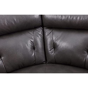 Blackjack Furniture Albany Leather Air Upholstered Living Room Reclining, Power Sectional Sofa, Dark Gray