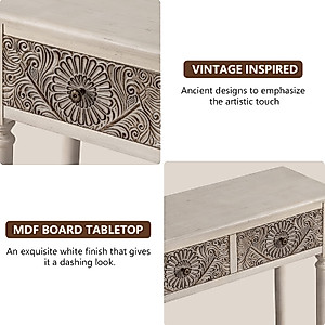 COSIEST Console Table with 2 Drawers, MDF Narrow Entryway Table with Storage Shelf, Wood Accent Sofa Table for Living Room, Entrance, Hallway, Couch, Light Grey