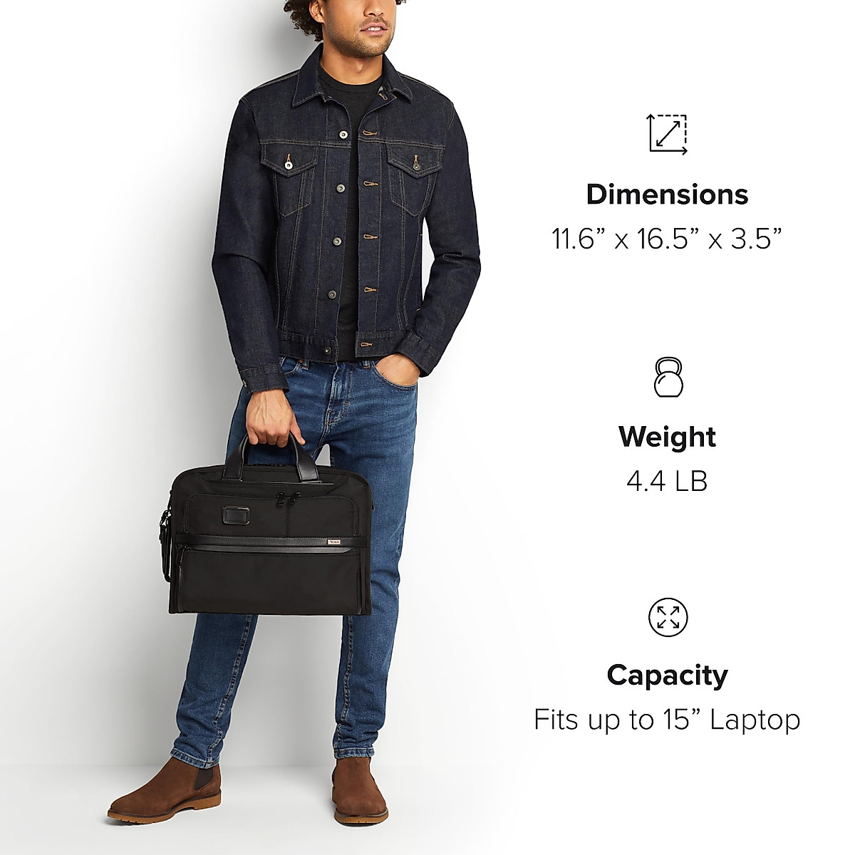 TUMI - Alpha 3 Slim Three Way Laptop Briefcase - 15 Inch Computer Bag for Men and Women - Black