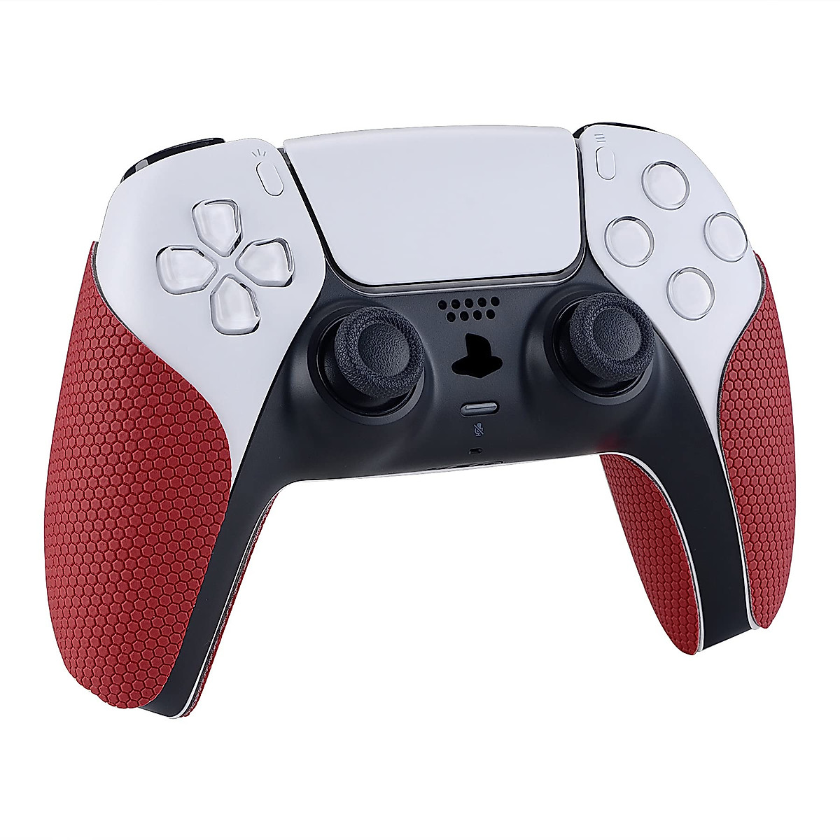 eXtremeRate PlayVital Red Anti-Skid Sweat-Absorbent Controller Grip for ps5 Controller, Professional Textured Soft Rubber Pads Handle Grips for ps5 Controller