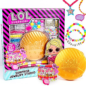 Horizon Group USA L.O.L. Surprise! Surprise Jewelry Case, Double Feature Series, Create Over 25 Custom Jewelry Pieces, Includes L.O.L. Surprise! Charms, 500+ Beads, Jewelry Storage Case & More