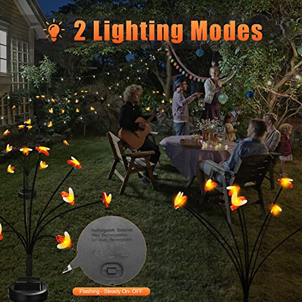 BLYANX Solar Garden Pathway Lights, Swaying Solar Outdoor Lights Waterproof Garden Decor Solar Christmas Lights for Patio Backyard Lights(4 Pcs Bee)