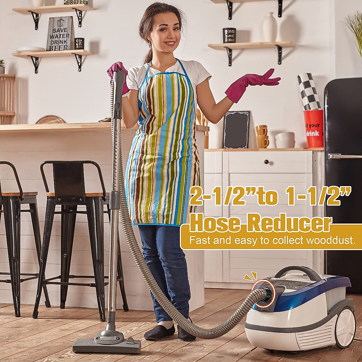 Enhon 2 Pcs Hose Adapter 2-1/2" OD To 1-1/2" OD Reducer, Vacuum Cleaner Hose Reducer for Dust Collection Accessories