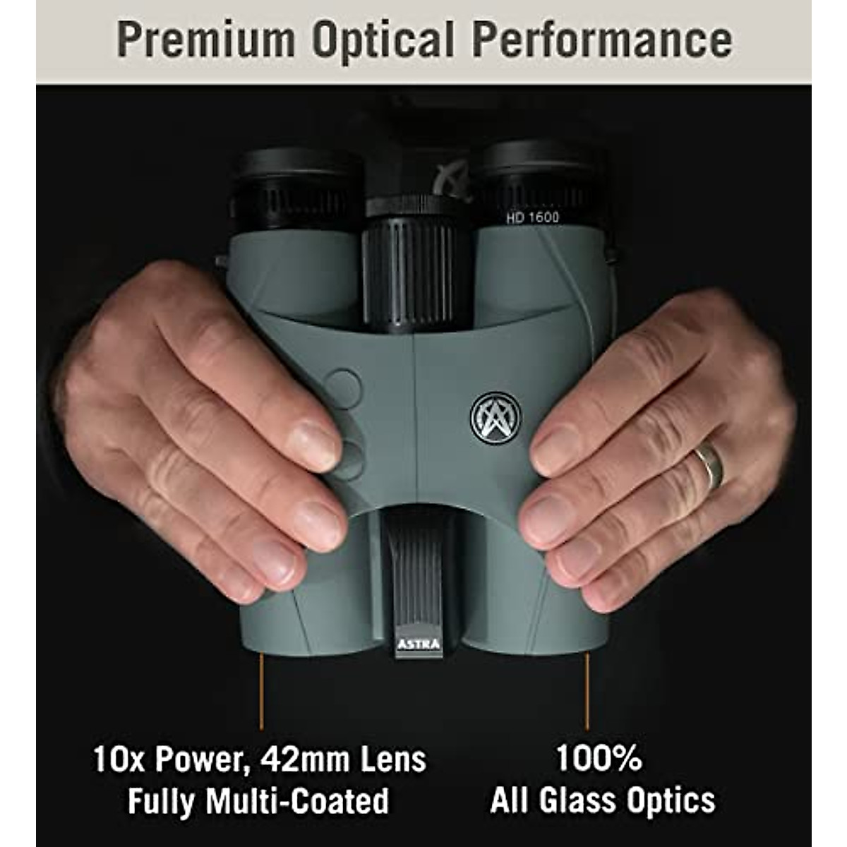 Astra Optix HBX1600B 10x42 1760 Yard Laser Rangefinder Binocular for Hunting, Shooting and Golf with Built-in Ballistics, Bright HD LCD, Fast 0.1s and Accurate +/1 yd. Ranging