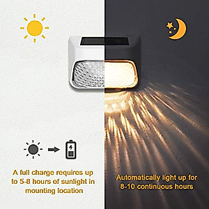 Permanent On All Night Solar Outdoor Lights 6 Pack, 2 Lighting Modes, Warm White/Cool White, IP65 Waterproof, Decorative Lighting for Fence Deck Garden Yard Stair Patio Post Pathway Steps(White02)