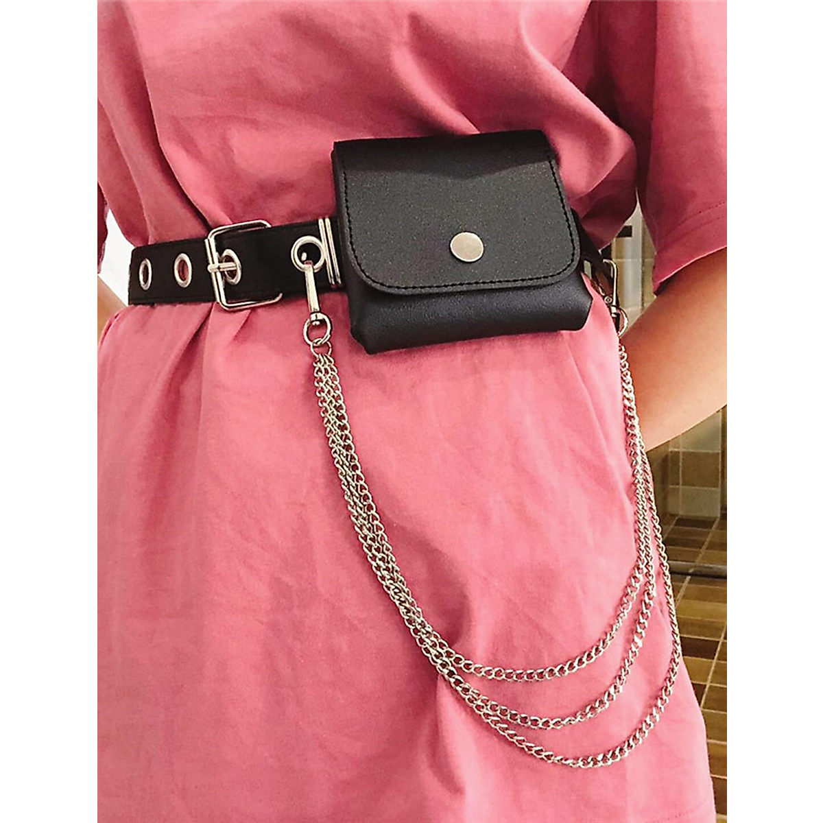 Ofeiyaa 6 Pieces Pants Chains Multi-Layer Butterfly Lock Round Star Snak Heart Jeans Chains Accessory Hip Hop Pocket Punk Goth Wallet Chain Charm Rock Belt Loop Trousers Chain for Women Men Silver