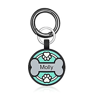 JewelOra Personalized Engraved Pet ID Tags Custom Silicone Dog ID Tags Engraved Double Sided Dog Cat Pet Name Number ID Tag(Green)