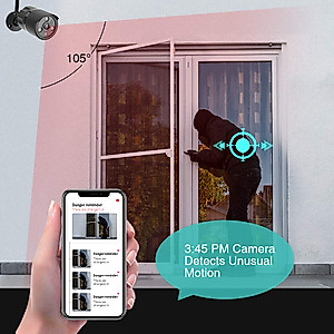 Outdoor Camera, 1080P WiFi Outdoor Security Camera, FHD Night Vision, A.I. Motion Detection, Instant Alert via Phone, 2-Way Audio, Live Video Zooms Function, Cloud Storage/Micro SD Card (Black)