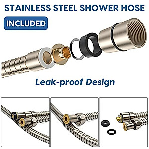 Vantency Brushed Nickel 8 Function Handheld Shower Head with 71 Inches Shower Hose, Modern Style, Easy Installation