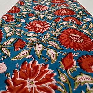 Trade Star 3 Yard Hand Block Printed Fabric 100% Cotton Fabric for Sewing Crafting Dressmaking Running Natural Dye Sanganeri Indian Floral Print Fabric by The Yard Width 44 Inches (Pattern 3)
