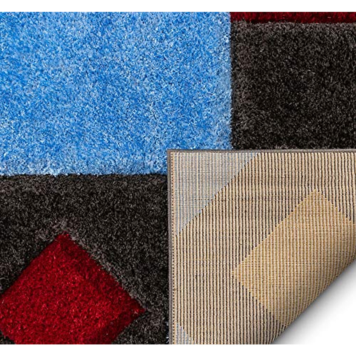 Well Woven Abbi Multi Boxes & Circles Thick Soft Plush 3D Textured Shag Area Rug 8x10 (7'10" x 9'10")