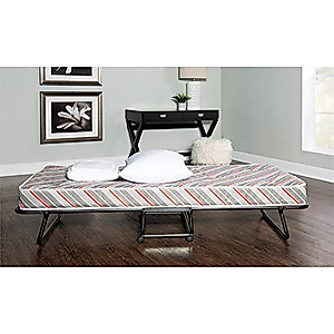 Linon Verona Metal and Fabric Folding Bed with Memory Foam Mattress in Gray