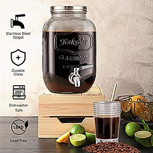 Beverage Dispenser Mason Jar with Lid Leak free 1 Gallon, Entertainment Glassware for Water, Juice, Cold Drinks & More