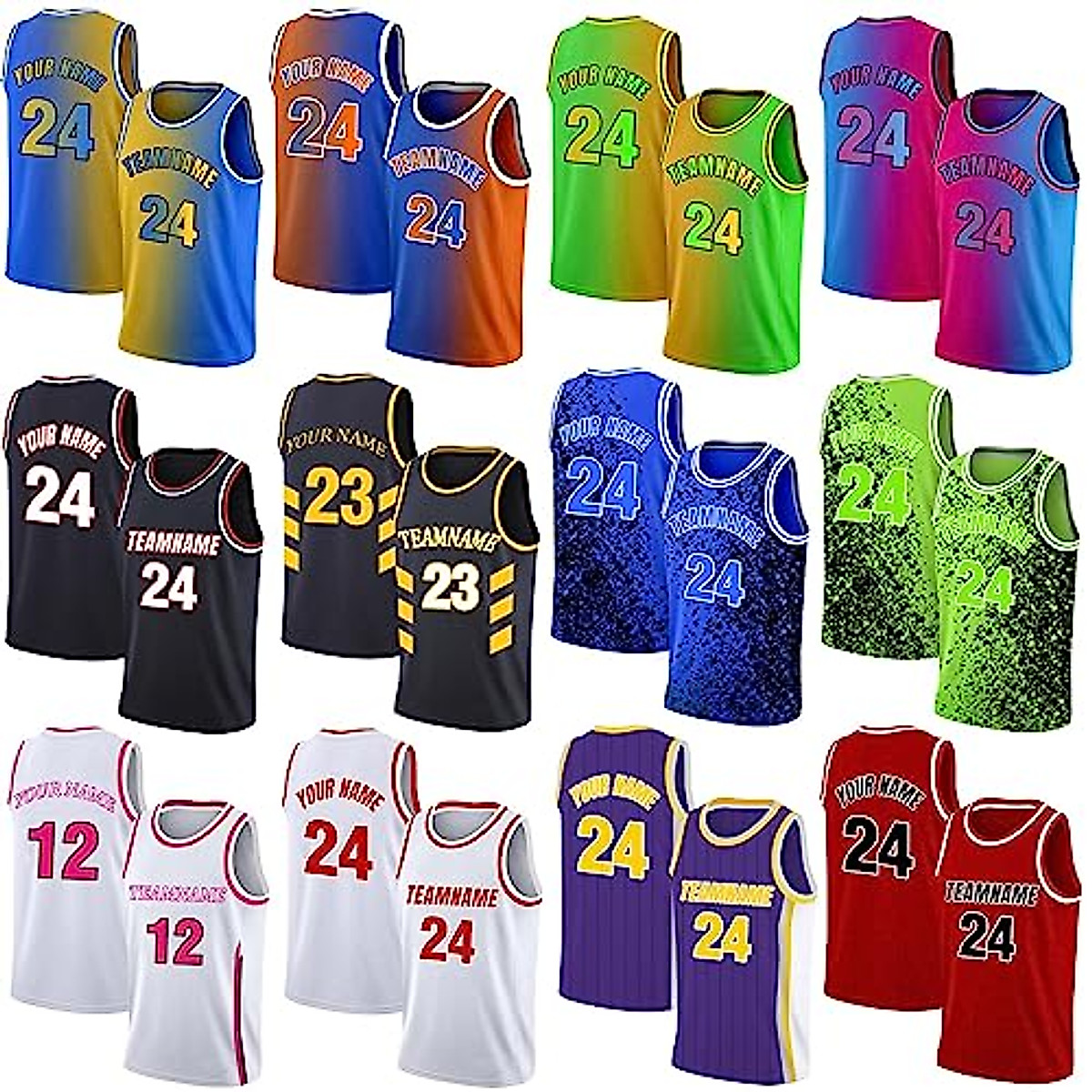 Custom Basketball Jersey Team Name Number Personalized Practice Shirt for Men Youth Kids Boys College University, S~4XL