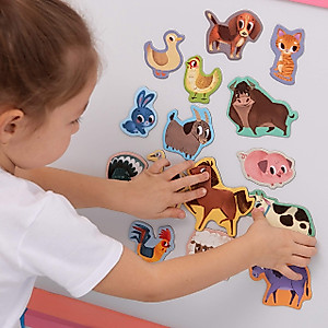 MAGDUM FARM animal magnets -real LARGE fridge magnets for toddlers- Magnetic EDUcational toys baby 3 year old baby LEARNing magnets for kids- Speech development toys - Kid magnets for Magnetic THEATRE