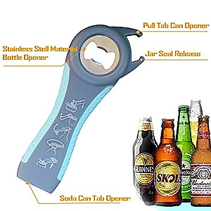 Inaouril Jar Opener Gripper, 5 in 1 Multi Functional Can Opener Bottle Opener Kitchen helper Kit with Silicone Handle Easy to Use for Children, Elderly Weak Hands and Arthritis Sufferers Set of 2