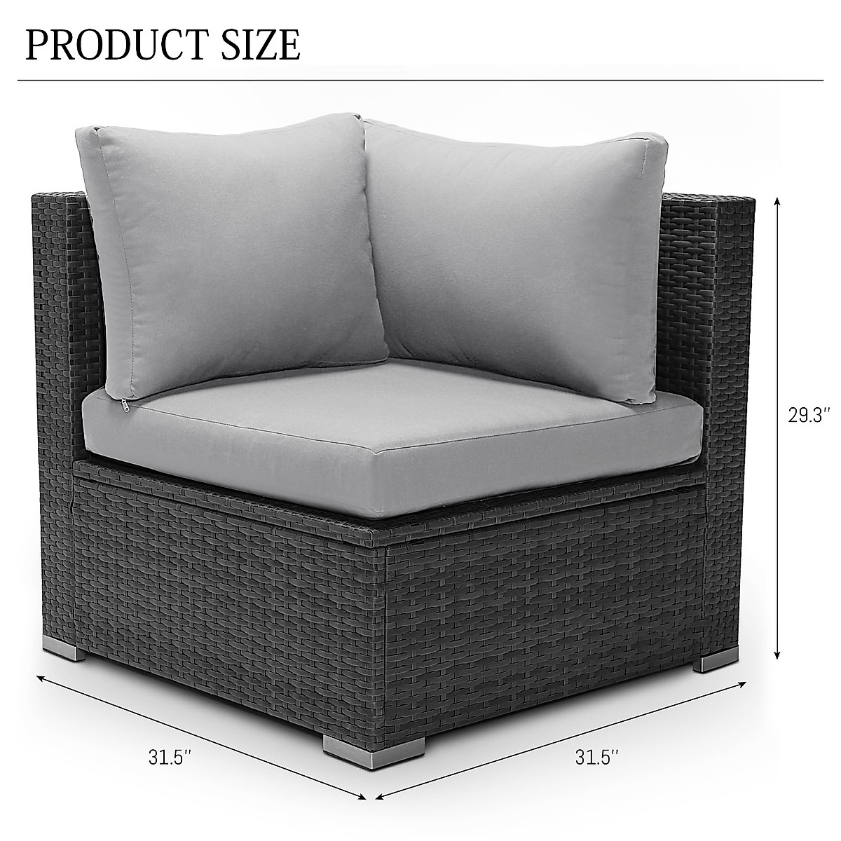 BULEXYARD 1 Piece PE Rattan Patio Furniture Corner Sofa with Thick Cushions Outdoor Wicker Seating for Backyard, Deck, Garden, Balcony (Light Grey)