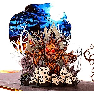 CUTE POPUP - Happy Halloween Pop Up Cards with Scaring Spooky Tree Design | Birthday Cards Holiday Card Pop Up in Autumn, 6x8 inches, Startled Present for Kids, Grandson and Adults