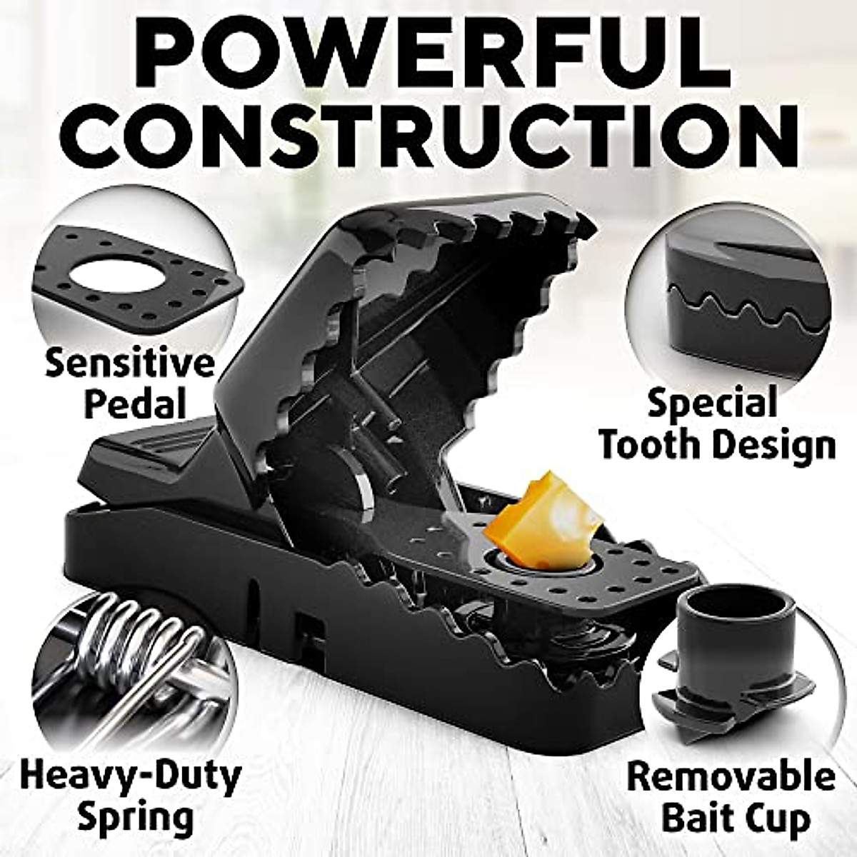 Instant Mouse Mice Traps Pack of 6 - for House, Indoor & Outdoor - Easy Setup & Reusable w/Powerful Spring - Quick & Effective Mousetrap Catcher, Best Traps to Remove Unwanted Rodents from Your Home