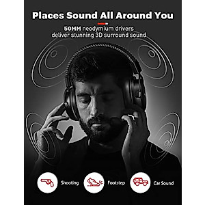 Gaming Headset for PS5 PS4 PC, Gaming Headphones with Noise Cancelling Mic, Wired Gamer Headsets for Computer Laptop Mac Nintendo NES Games